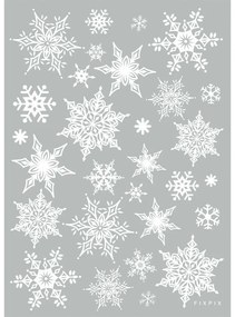 Sada 30 vánočních samolepek Ambiance Christmas White Flakes