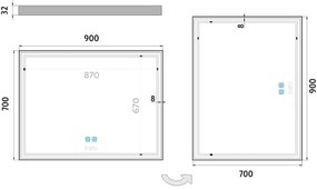 Nimco LED zrcadlo 900x700 se dvěma dotykovými senzory - ZP 13019VX