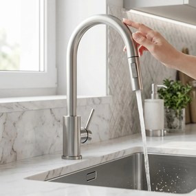 Dřezová baterie REA FRESH TOUCH s výsuvnou sprškou, nikl kartáčovaný