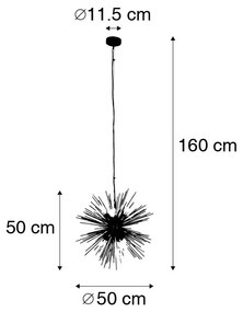 Závěsné svítidlo Art Deco zlaté 6-světlo - Broom