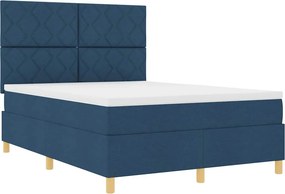Postel s boxspringem s matrací s čelo Modrá 160 x 200 cm textil 3339713
