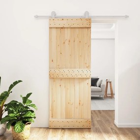 Posuvné dveře s kováním 80 x 210 cm masivní borové dřevo,  3203087