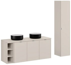 Koupelnová sestava Bella Cashmere se skříňkami a umyvadly 140 cm kašmírová