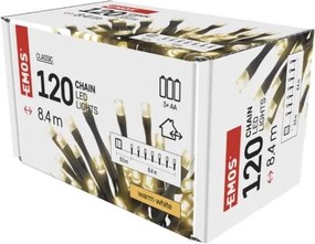 Vánoční osvětlení EMOS D4FW03 ZY2056 120LED řetěz 8,4m 3xAA teplá bílá s časovačem