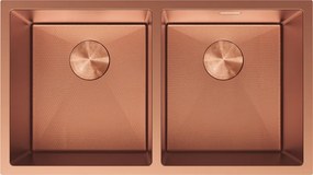 Mexen Binox, 2-komorový nerezový dřez 800 x 450 mm, broušená měď, vzor voština, 6421802000-65HC