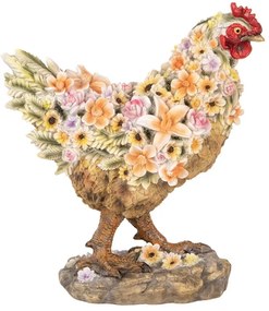 Jarní dekorace kohout pokrytý květinami – 27x16x31 cm