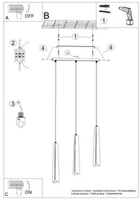 Sollux SL.1399 - Lustr na lanku PRYSM 3xG9/8W/230V bílá
