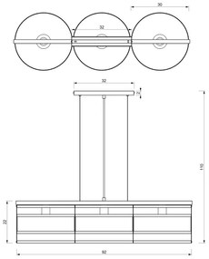 Lustr na lanku RIM 3xE27/60W/230V černá/zlatá