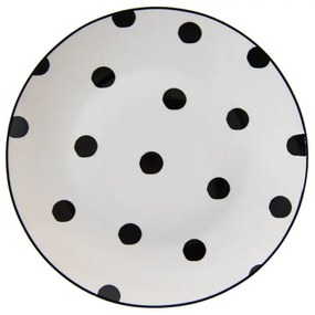 Porcelánový dezertní talířek s černými puntíky Black Dot – 20x2 cm