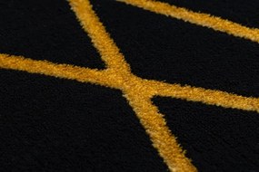 Dywany Łuszczów, Kusový koberec Gloss 406C 86 geometric black/gold, 80x150, černá, chodba / předsíň