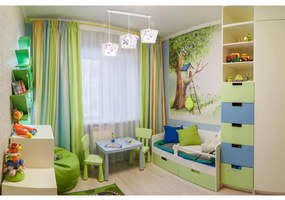 Dětské závěsné svítidlo Diamond, 3x bílé textilní stínítko se vzorem