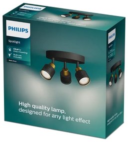 Philips - Bodové svítidlo NIALL 3xGU10/5W/230V černá/mosaz