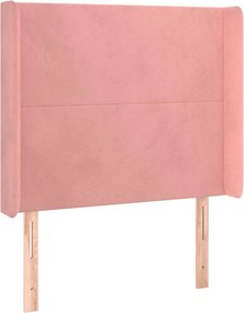 Čelo postele typu ušák růžové 93x16x118/128 cm samet 3119341