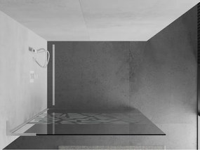 Mexen Kioto L, sprchová zástěna Walk-In 70 x 200 cm, 8mm čiré sklo bílý vzor, ​​bílý profil, 800-070-103-20-85