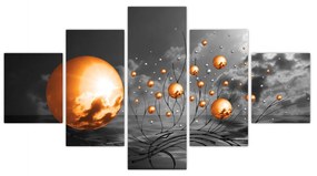 Obraz oražových abstraktních koulí (125x70 cm)