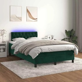 Box spring postel s matrací a LED tmavě zelená 120x190 cm samet 3270174