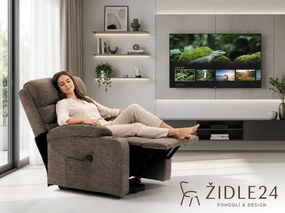 Elektrické polohovací TV křeslo VELMOND - béžová látka