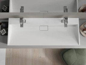 Mexen Ava, umyvadlo na desku z konglomerátu 2/O 120 x 46 cm, bílá, 23011202