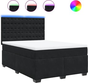 Box spring postel s matrací černá 140x200 cm samet 3293244