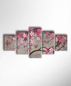 Malvis ® Obraz Stylizovaná sakura ROZMĚR (šířka x výška): pětidílné schody obdélník 200x100 cm