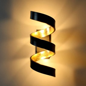 LED nástěnné světlo Helix, černo-zlaté, 26 cm