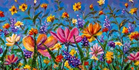Obraz barevné květiny na louce
