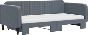 Válenda s přistýlkou a matracemi tmavě šedá 100 x 200 cm samet 3197095