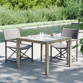 Zahradní stůl 90 x 90 x 75 cm tvrzené sklo a polyratan šedý 316700