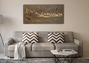 Li-Go "Pod vrcholy hor" světelný obraz 230V 120x60 cm provedení povrchu: dub světlý