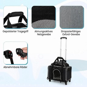 Costway Skládací přepravní box pro domácí mazlíčky s kolečky – 46 × 29 × 28 cm