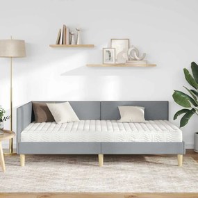 Rohový rám postele s matrací Jiný 2 ks Světle šedá textil 3393741