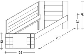 Rohová postel z masivu s úložným prostorem HANNY II. 120x200, smrk - bílá
