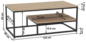 Kondela Konferenční stolek, dub světlý / černá, LARON