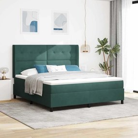 Postel s boxspringem s čelo Tmavě zelená 180 x 200 cm samet 3342023