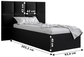 Jednolůžková postel s čalouněným čelem 90 cm Brittany 4 (černá matná + mátová) (s roštem). 1046015