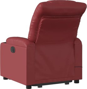 Zvedací masážní polohovací křeslo vínové umělá kůže 3206610