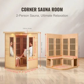 Far Infrared Wooden Sauna Room Domácí sauna Spa pro 2 osoby 1850 W