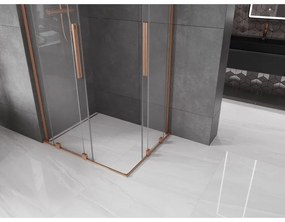 Mexen Velar L Duo, sprchový kout s posuvnými dveřmi 100 x 90 cm, 8mm čiré sklo, měděná matná, 871-100-090-02-03-65