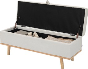 HOMCOM úložná lavice s úložným prostorem 80L, s látkovým potahem a dřevěnými nohami, 118x42x45 cm, krémová