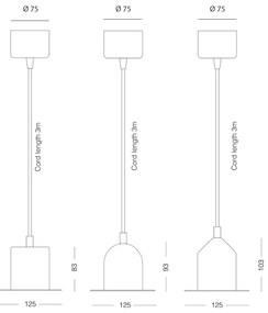 Set 3 černých závěsných svítidel EMKO Hat