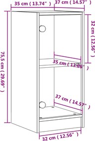 vidaXL Odkládací skříňka se skleněnými dvířky 35x37x75,5 cm [836403] Barva: dub sonoma
