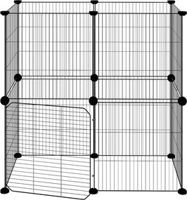 12panelová ohrádka pro zvířata s dvířky černá 70 x 35 x 70 cm ocel 3114036