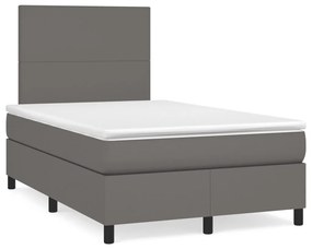 Box spring postel s matrací a LED šedá 120 x 190 cm umělá kůže