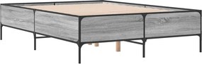 Rám postele šedý sonoma 140 x 190 cm kompozitní dřevo a kov 3279810