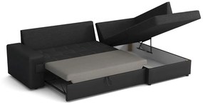 MEBLE ROBERT GARCIA rozkládací sedací souprava s úložným prostorem černo - šedá 258 x 86 x 172 cm