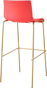 Sada 2 ks barových židlí Hoover plast, zlaté nohy - červená