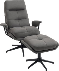 HOMCOM Relaxační Křeslo s Podnožkou, TV Křeslo se Sukem, TV Křeslo s Funkcí Polohování do Obývacího Pokoje, Ložnice, Nosnost do 150 kg, Polyester, Oce