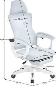 Kancelářské křeslo, světle šedá/bílá, nosnost 150 kg, MALVIN