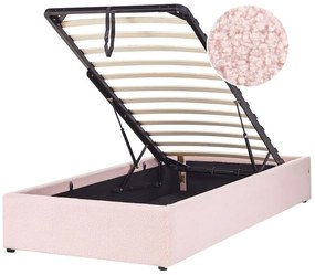 Čalouněná postel s úložným prostorem 90 x 200 cm růžová DINAN Beliani