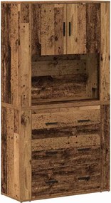 Vysoký bufet Staré dřevo 80 x 33 x 150 cm Kompozitní dřevo 3334343